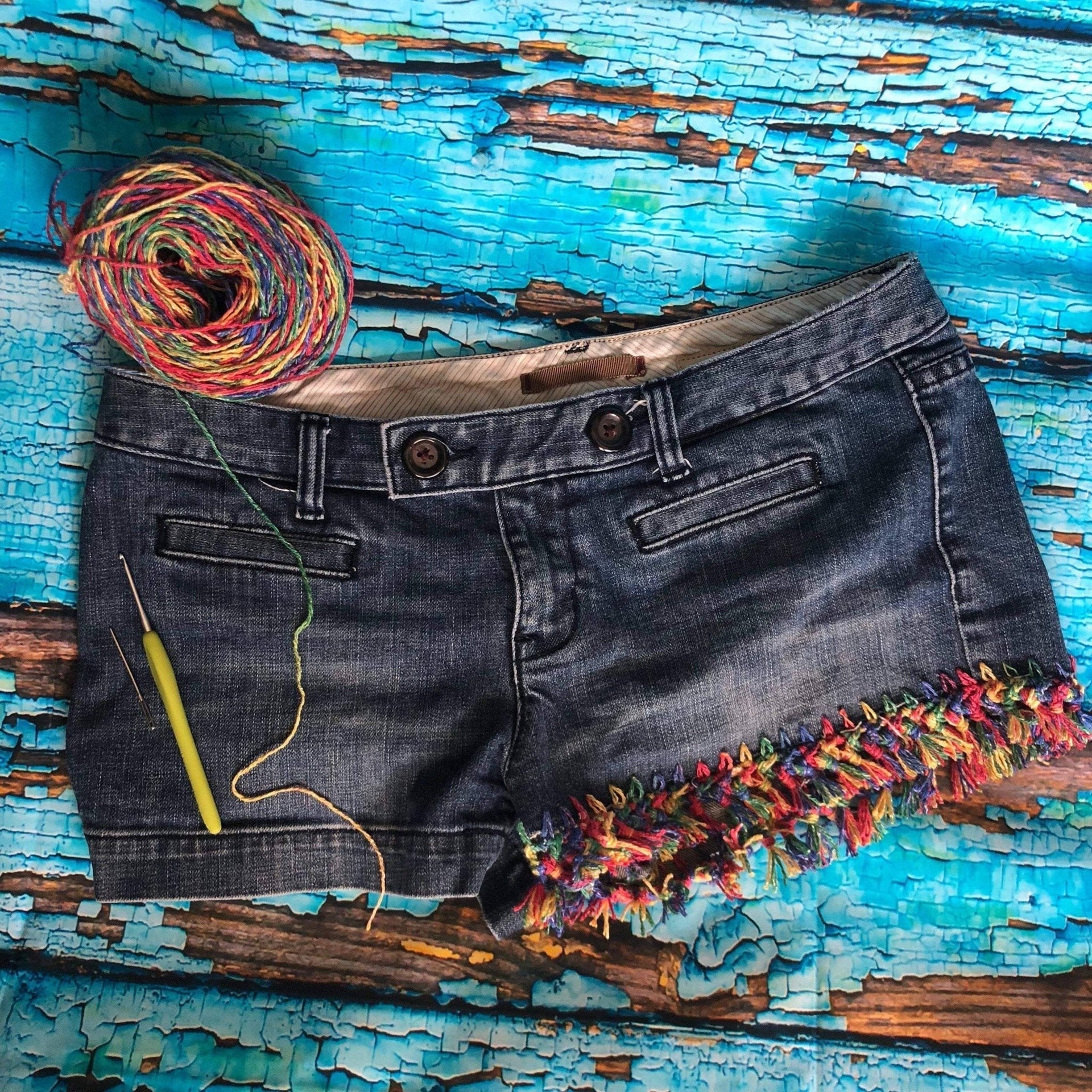 DIY Upcycled Jean Shorts | Darn Good Yarn
