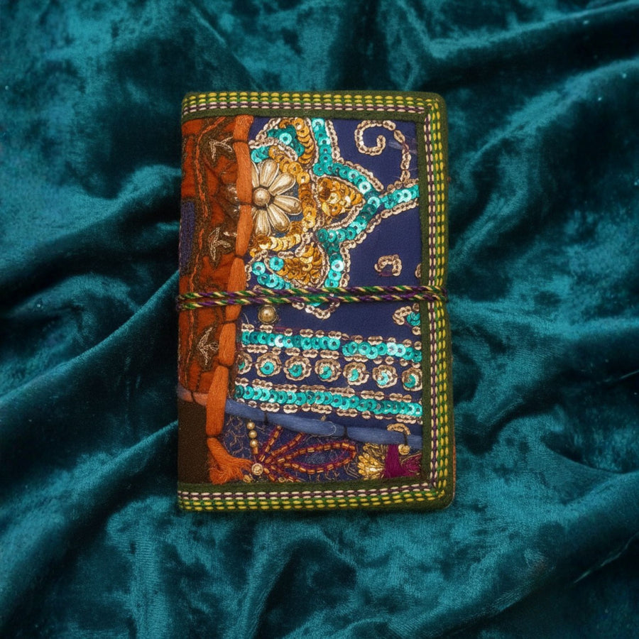 Handcrafted Sari Fabric Bound Notebook Journal | Darn Good Yarn