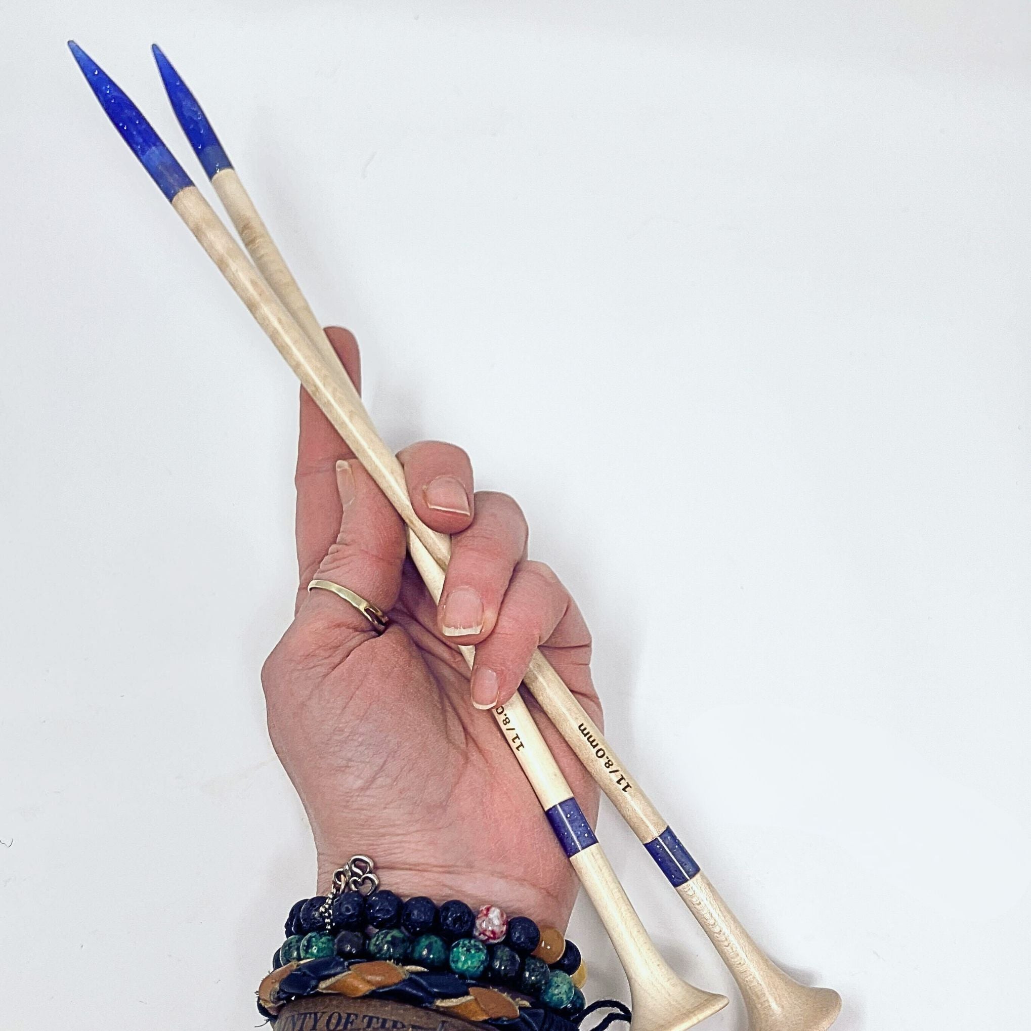 Purple Glitter Resin & Maple Needles | Darn Good Yarn